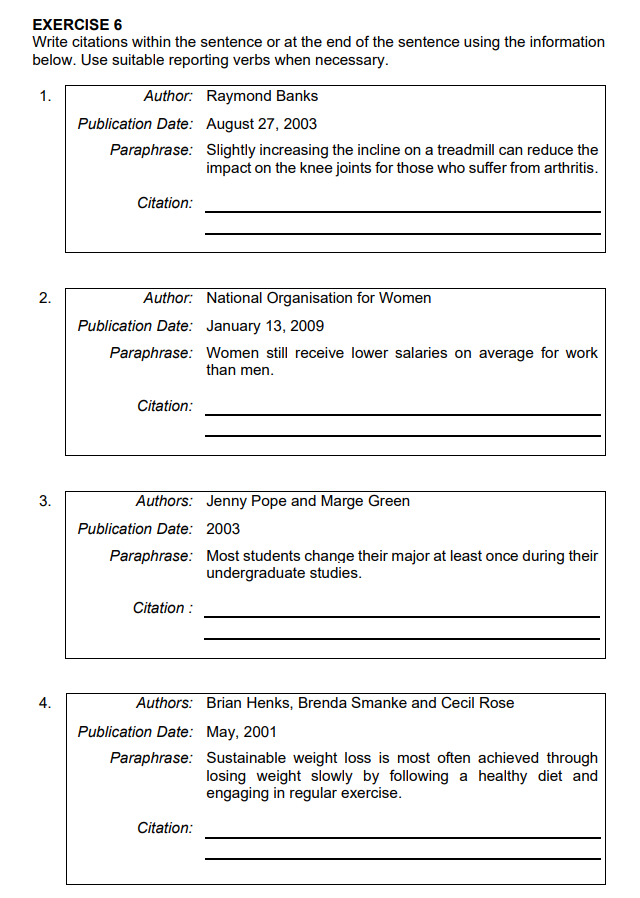 Solved EXERCISE 4 Write in-text citations in APA style using | Chegg.com