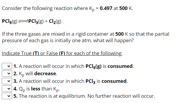 Solved PCl5(g)⇌PCl3(g)+Cl2(g) If the three gases are mixed | Chegg.com