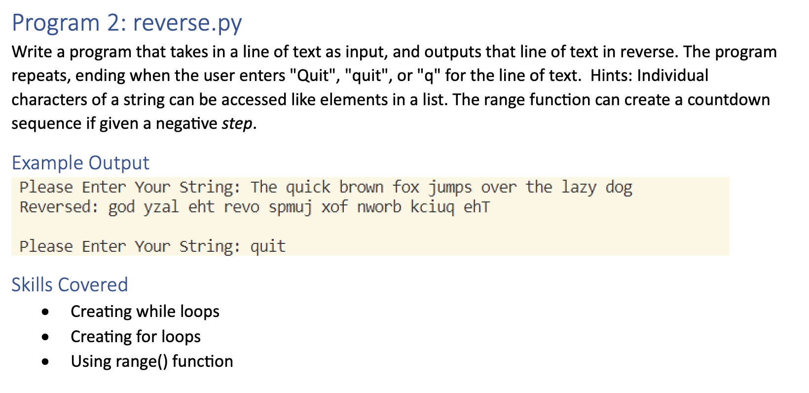 Solved Program 2 Reversepy Write A Program That Takes In A 4058
