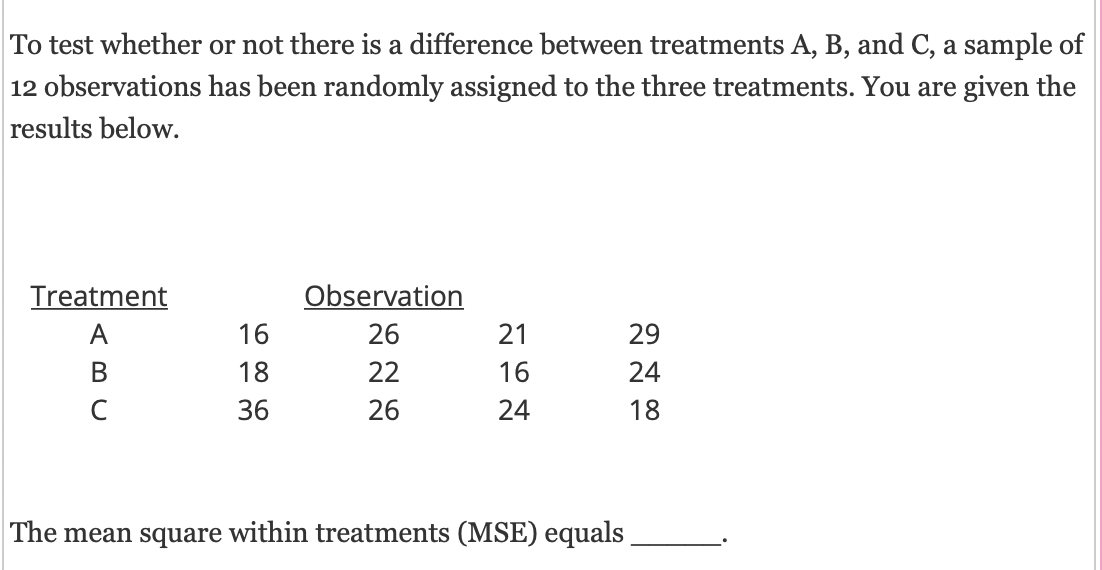 Solved To test whether or not there is a difference between | Chegg.com
