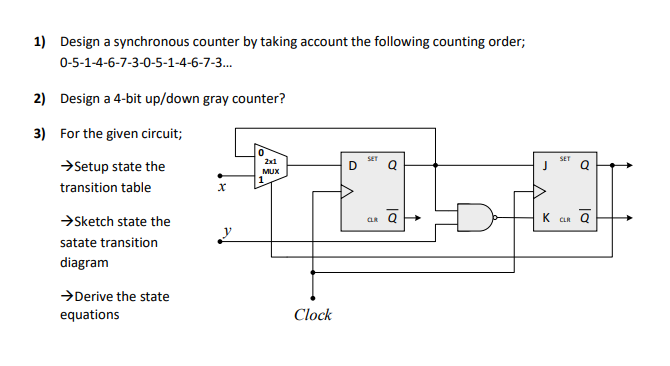 Solved 1) Design a synchronous counter by taking account the | Chegg.com