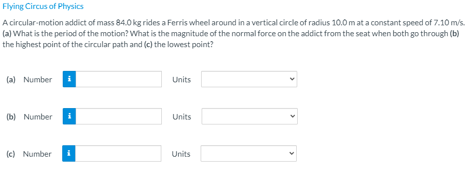 Solved Flying Circus of Physics A circular-motion addict of | Chegg.com