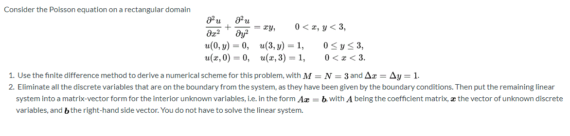 Solved Consider the Poisson equation on a rectangular domain | Chegg.com