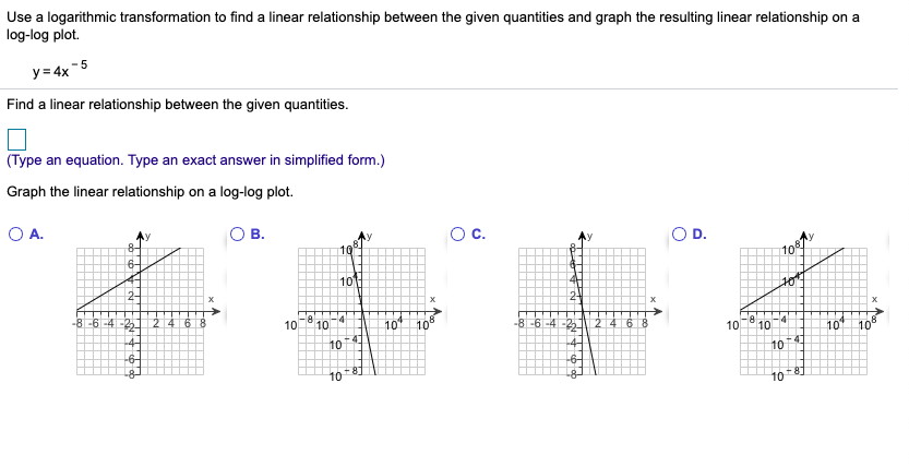 Solved Use a logarithmic transformation to find a linear | Chegg.com