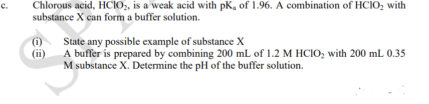Solved Chlorous acid, HClO2, is a weak acid with pKa of | Chegg.com