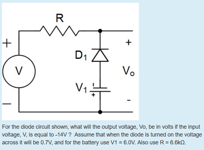 Solved For the diode circuit shown, what will the output | Chegg.com