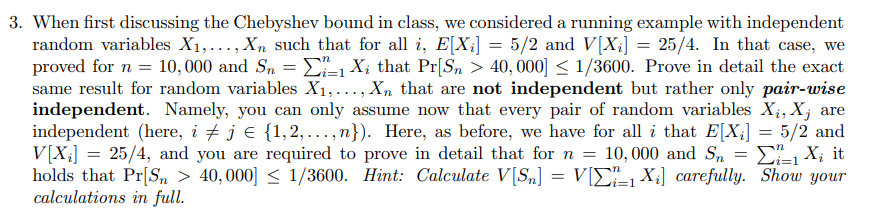 When first discussing the Chebyshev bound in class, | Chegg.com