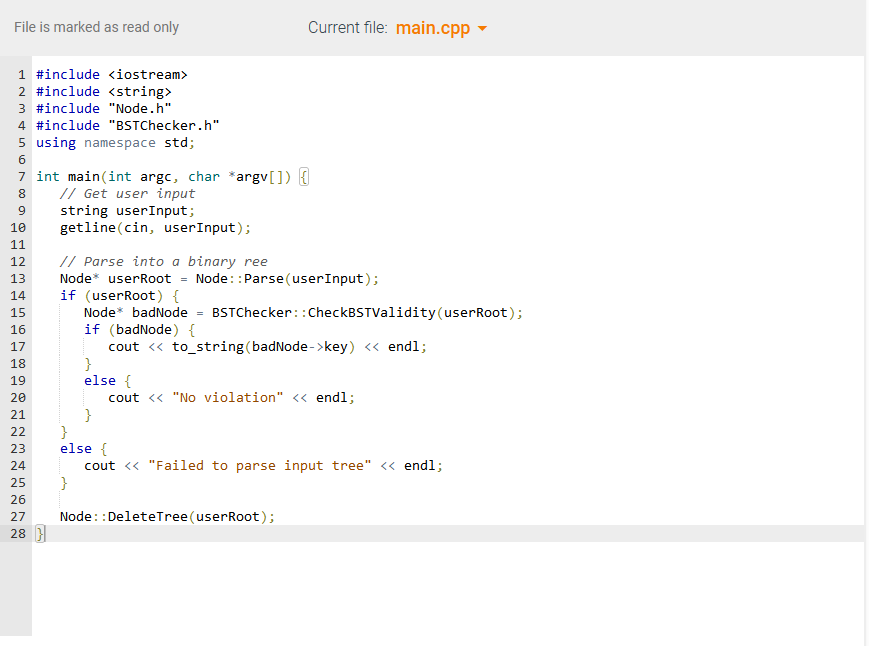 Solved 7.13 LAB: BST validity checker Step 1: Inspect the | Chegg.com