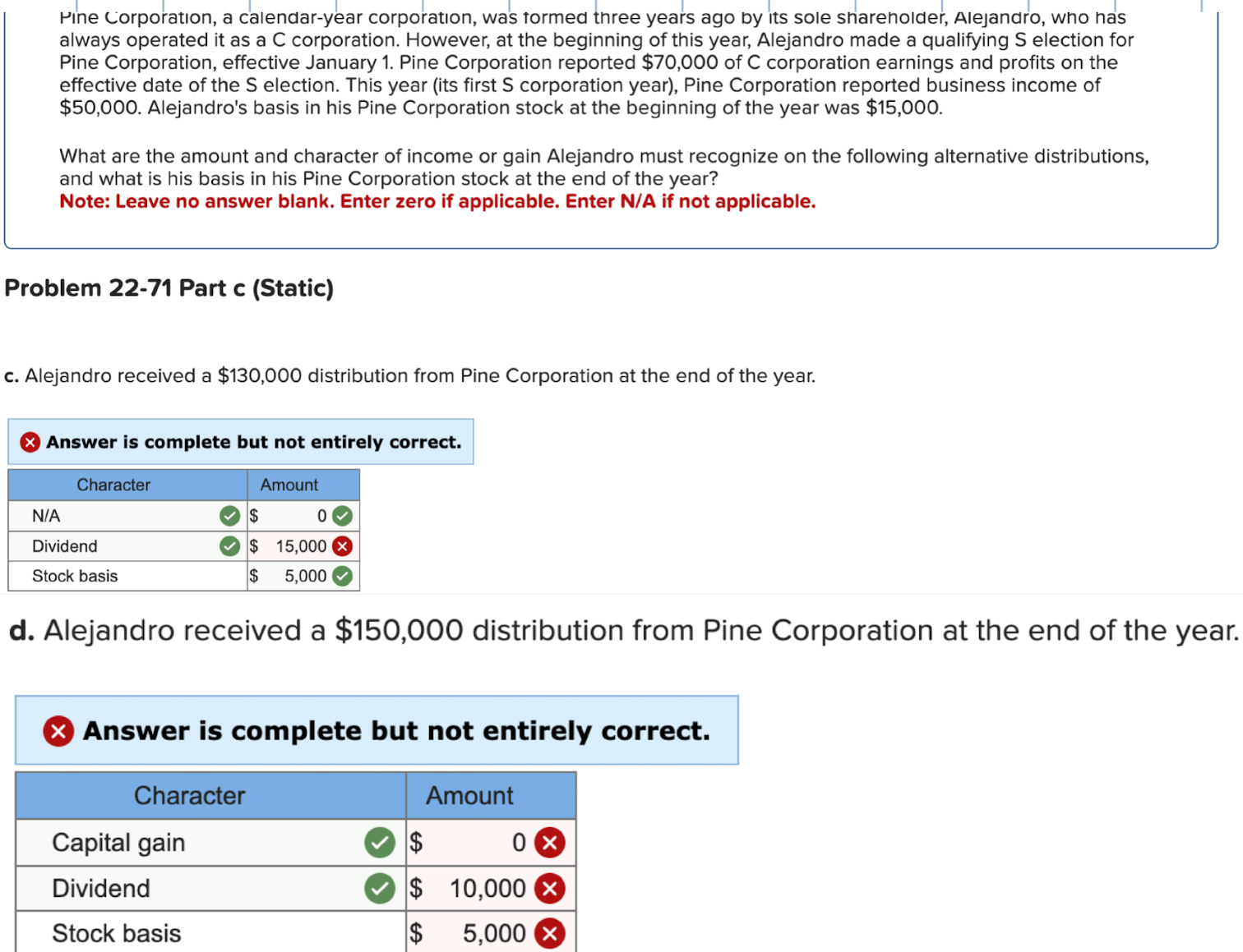 Solved Problem 22-71 ﻿Part c (Static)c. ﻿Alejandro received | Chegg.com