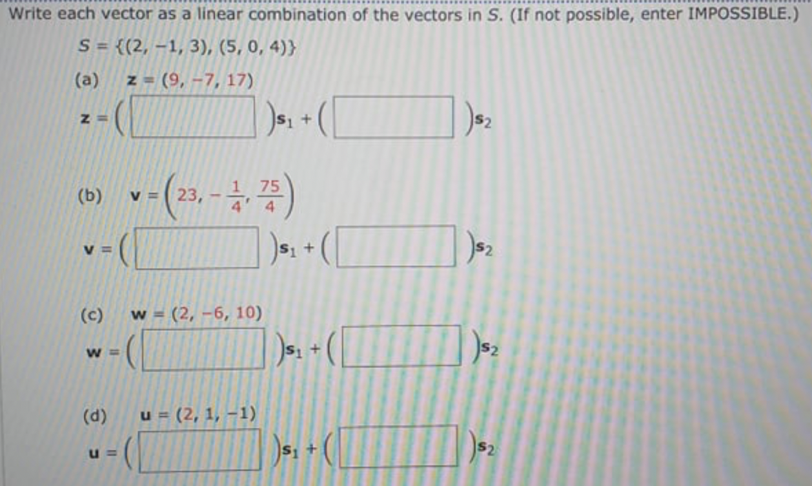 Solved Write each vector as a linear combination of the | Chegg.com