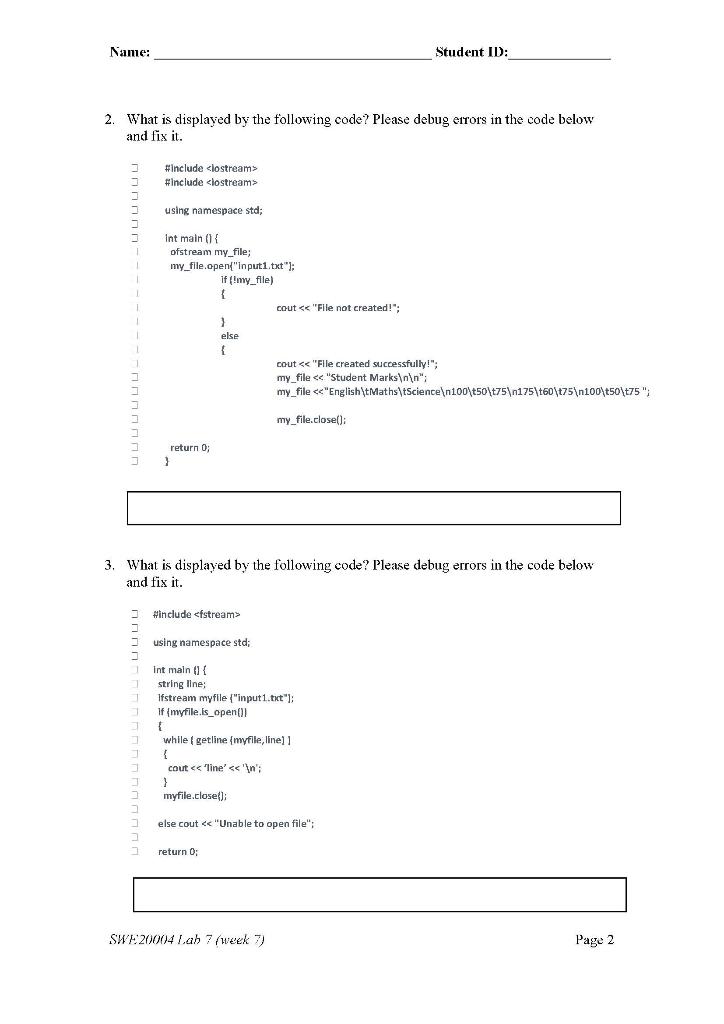 Solved Name: Student ID: SWE20004 Technical Software | Chegg.com