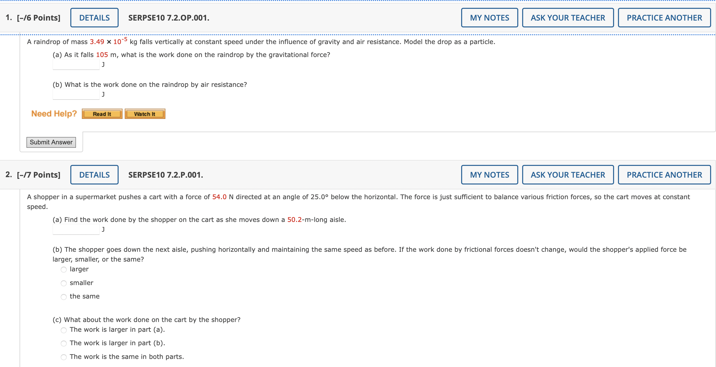 Solved A raindrop of mass 3.49×10−5 kg falls vertically at | Chegg.com