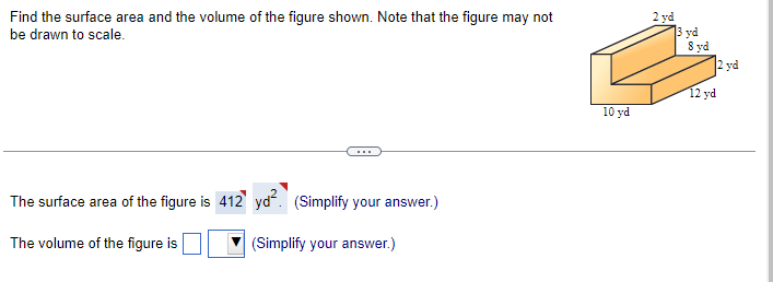 Solved Find the surface area and the volume of the figure | Chegg.com