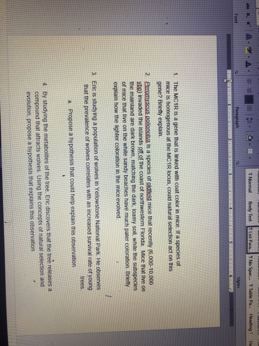 Solved abe 11 Normal Body Text 1 List Para... 1 No The MC1R | Chegg.com