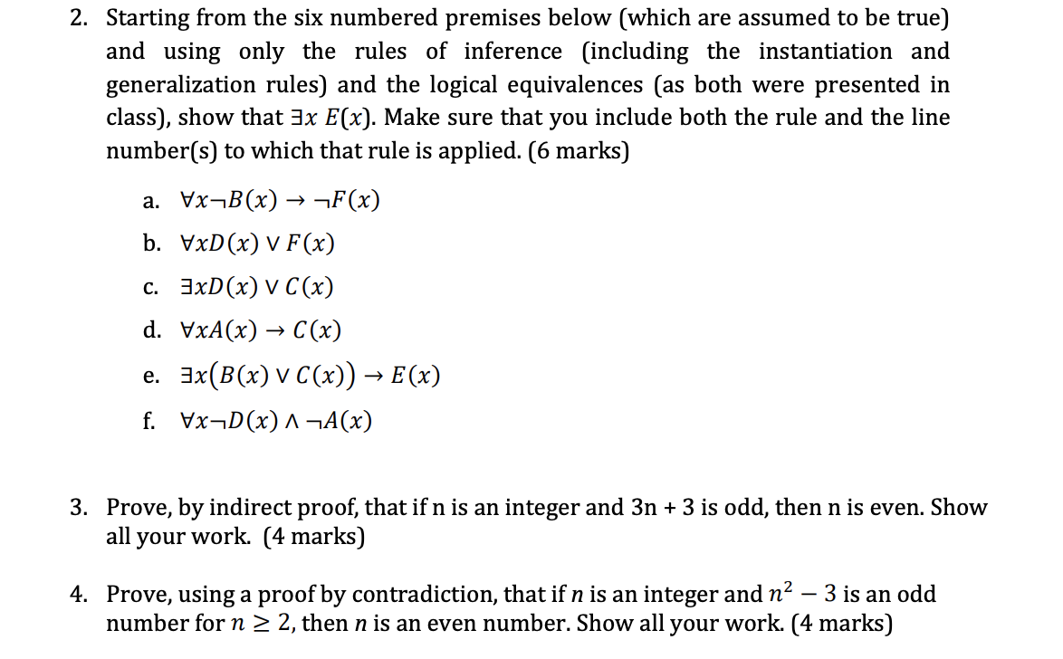 Solved 2. Starting from the six numbered premises below | Chegg.com