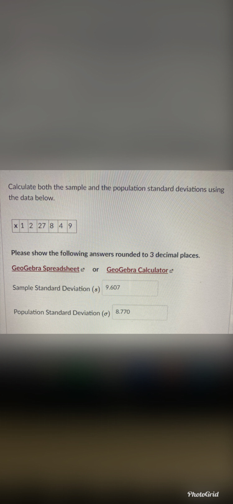 Solved Calculate both the sample and the population standard | Chegg.com