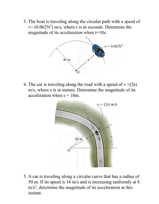 Solved 3. The boat is traveling along the circular path with | Chegg.com