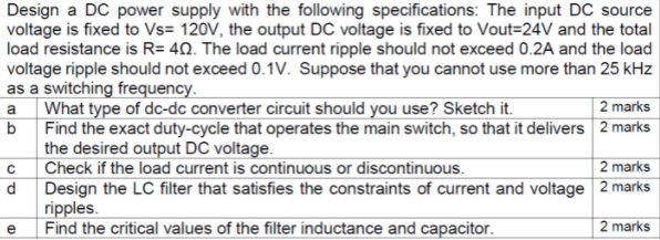 Solved Design a DC power supply with the following | Chegg.com