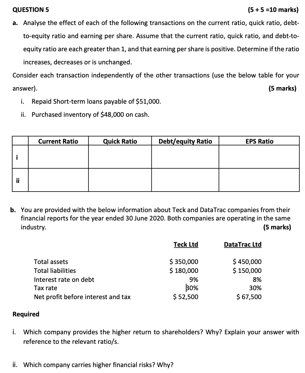 Solved QUESTION 5 (5 + 5 =10 marks) a. Analyse the effect of | Chegg.com