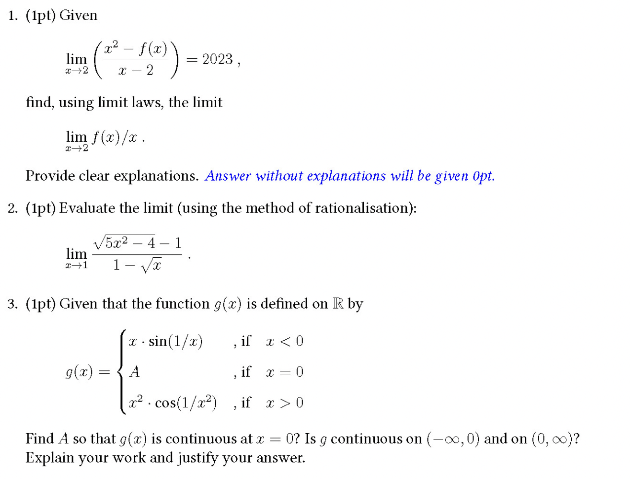 Solved 1. (1pt) Given limx→2(x−2x2−f(x))=2023 find, using | Chegg.com