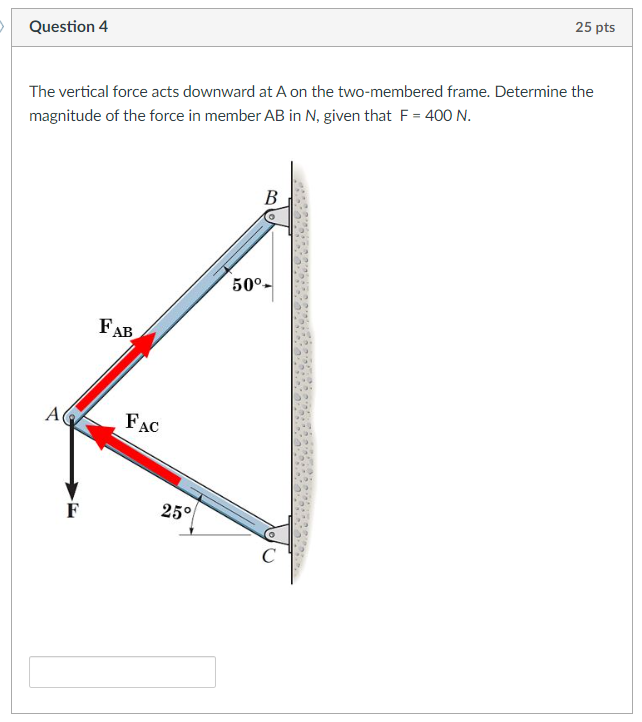 Solved The vertical force acts downward at A on the | Chegg.com
