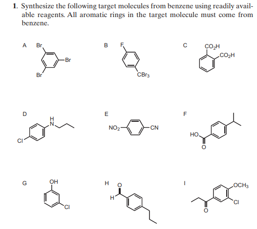 Solved 1. Synthesize the following target molecules from | Chegg.com