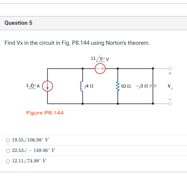 Solved Find Vx in the circuit in Fig. P8.144 ﻿using Norton's | Chegg.com