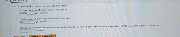 Solved A certain identification number is a sequence of six | Chegg.com