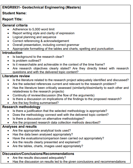 Solved ENGR8931 Geotechnical Engineering GE Research report | Chegg.com