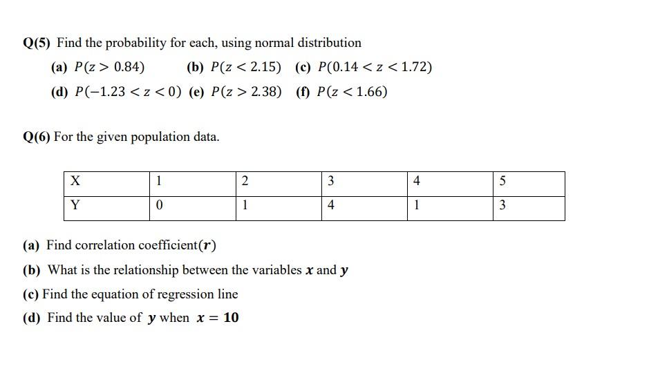 Solved Q(5) Find the probability for each, using normal | Chegg.com