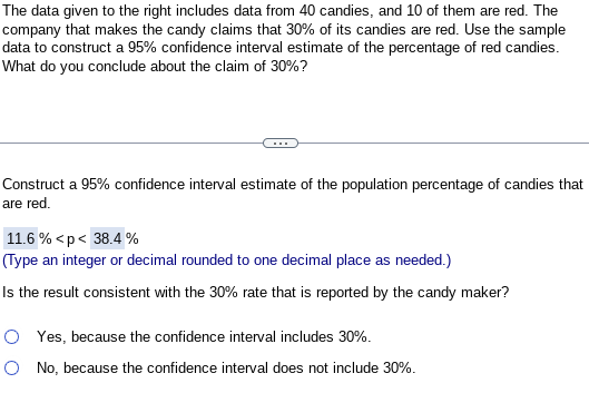 Solved The data given to the right includes data from 40 | Chegg.com