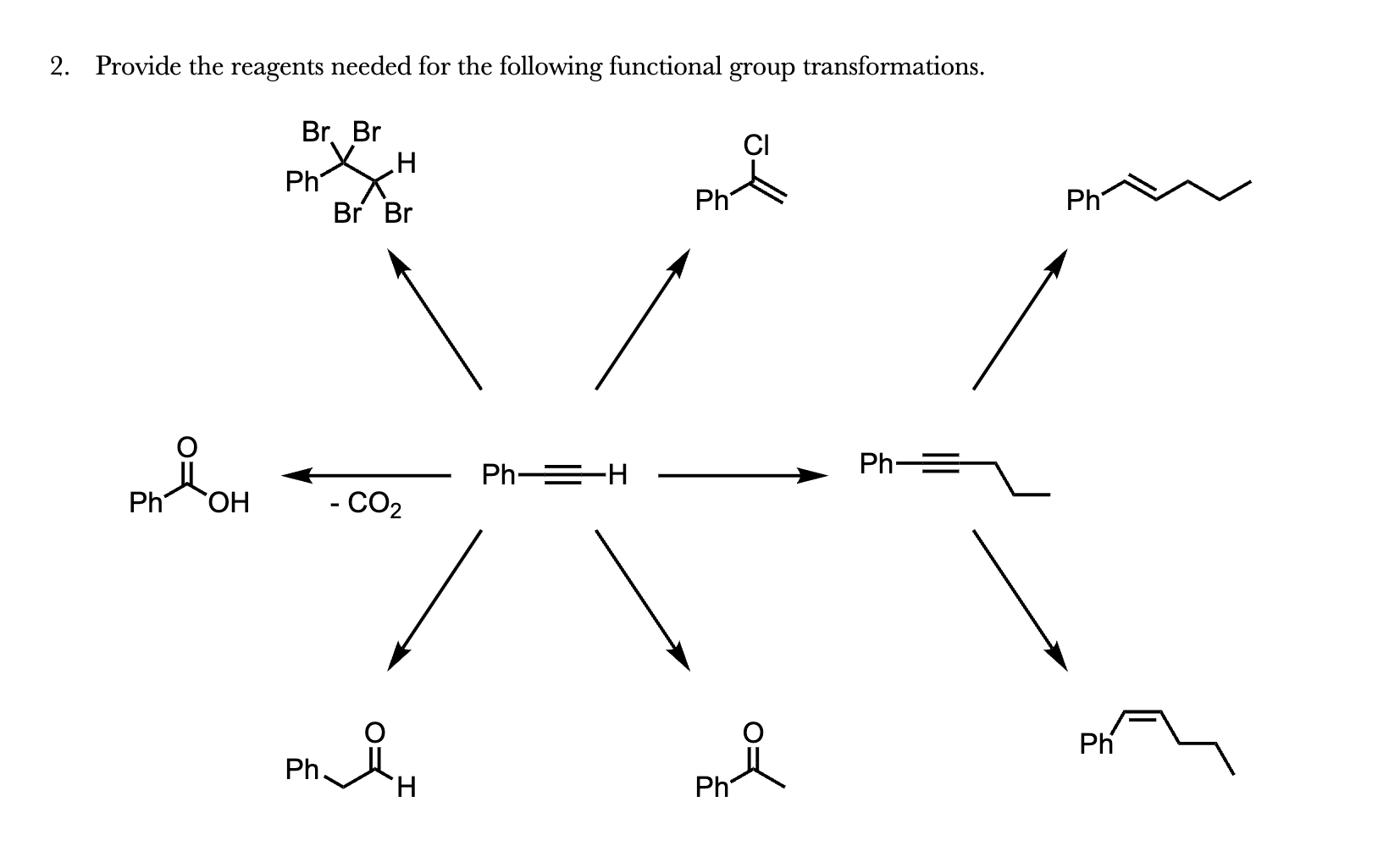 Solved 2. Provide the reagents needed for the following | Chegg.com