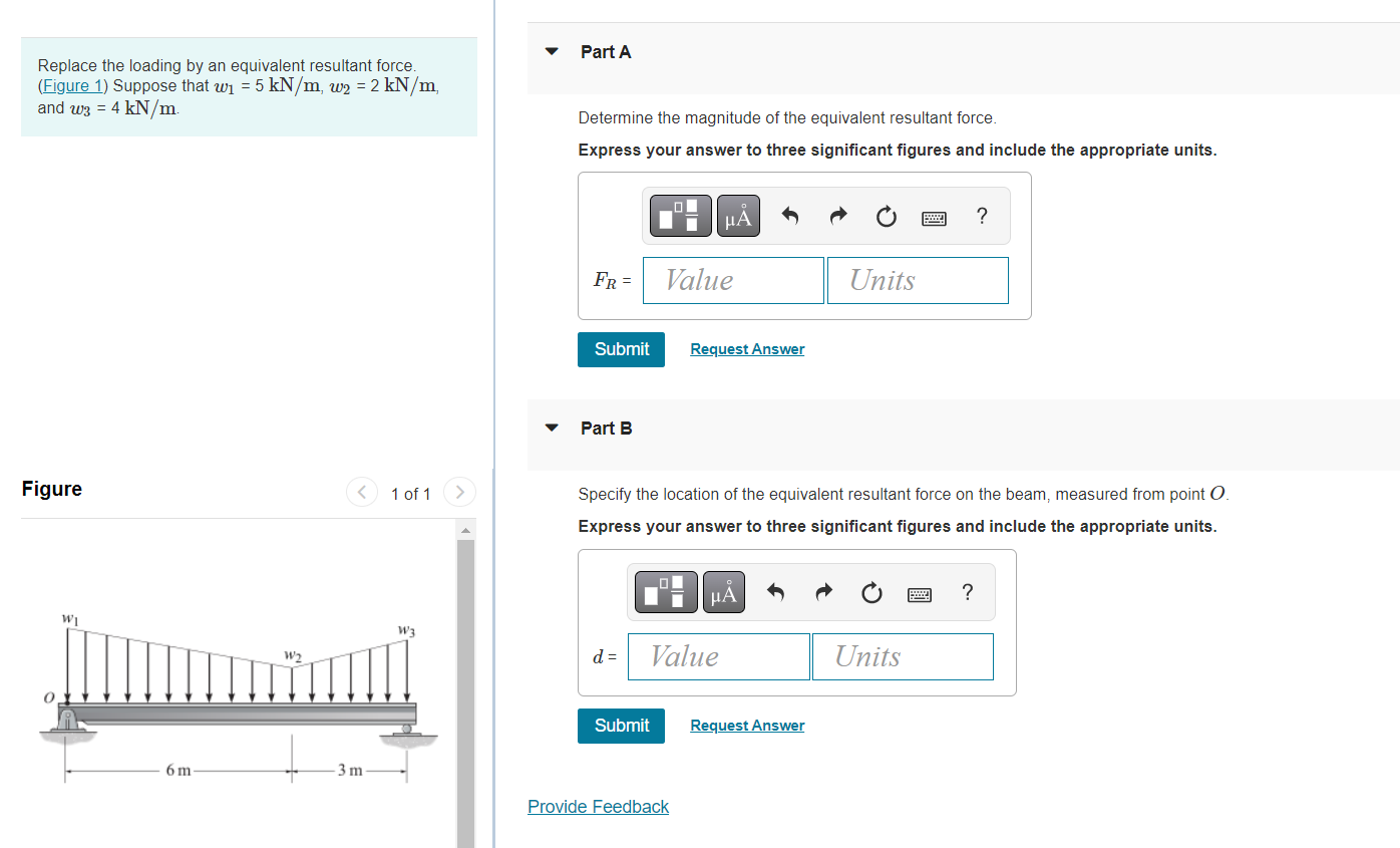 [Solved]: Replace the loading by an equivalent resultant for