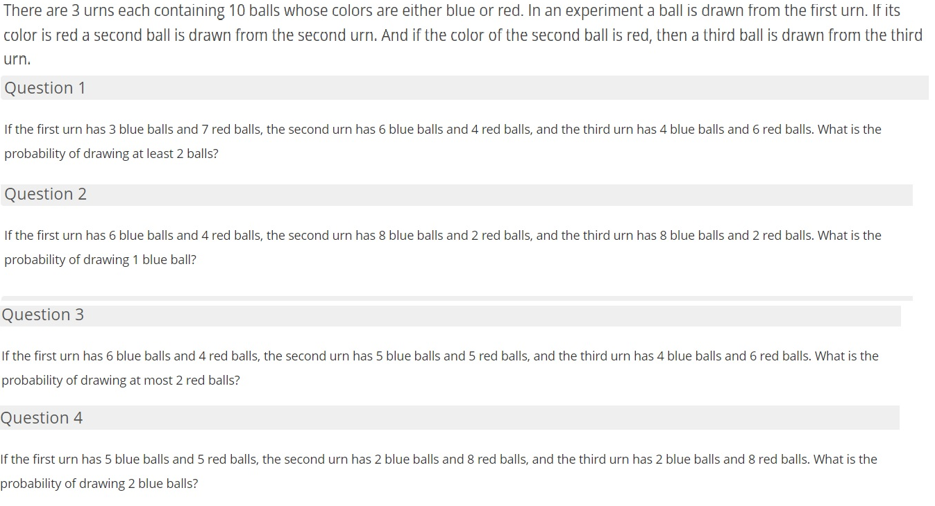Solved There are 3 urns each containing 10 balls whose | Chegg.com