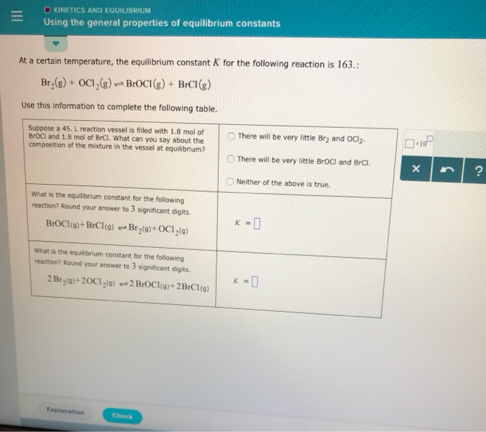 Solved KINETICS AND EQUILIBRIUM Using the general properties | Chegg.com