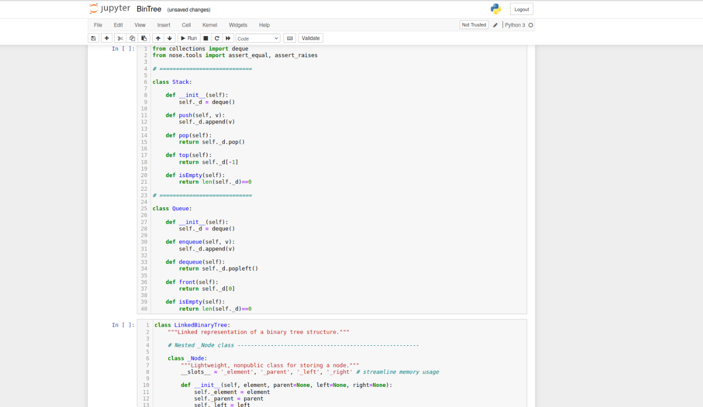 Logout Not Trusted Python 3 O jupyter BinTree | Chegg.com