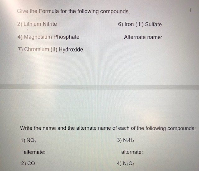 Solved Write the name of the following compounds: 3) FeCl3 | Chegg.com