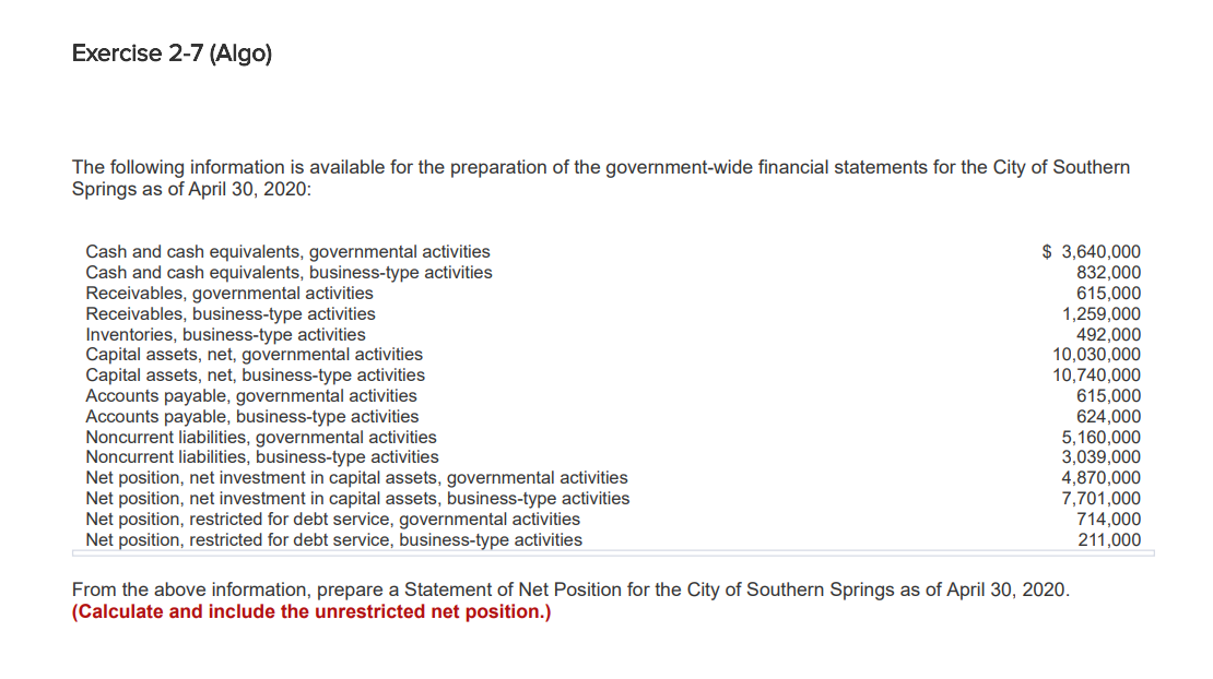 Solved Exercise 2-7 (Algo)The following information is | Chegg.com