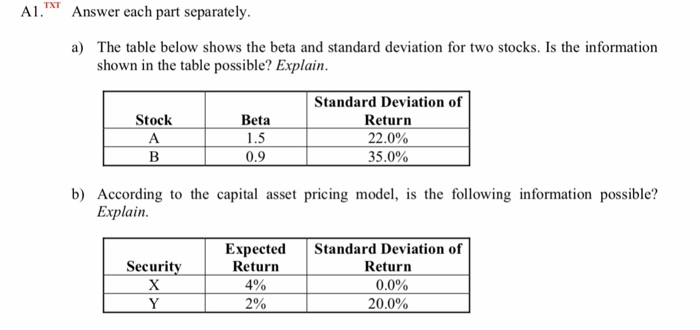 Solved A Answer each part separately a) The table below | Chegg.com