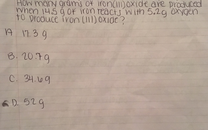 Solved How many grams of iron (iii) are produced when 14.5 g | Chegg.com