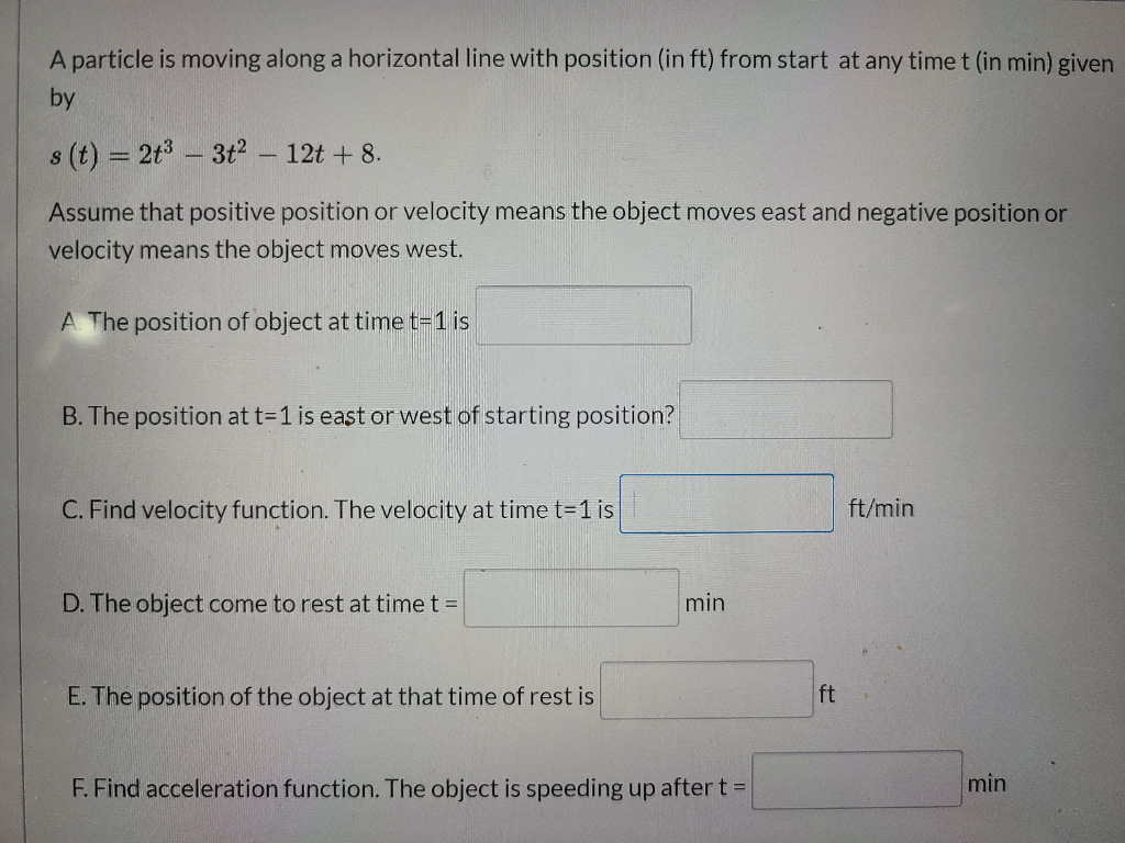 Solved A particle is moving along a horizontal line with | Chegg.com