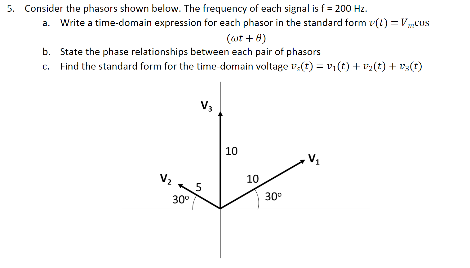 Solved 5. Consider the phasors shown below. The frequency of | Chegg.com