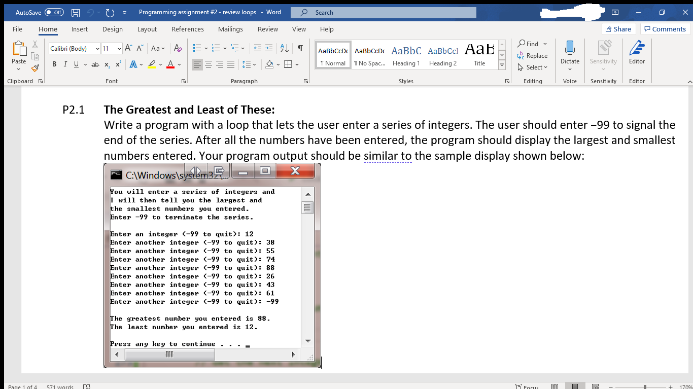 Solved AutoSave Off 0 - Programming assignment #2 - review | Chegg.com