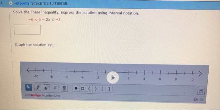 Solved 2 points SCalcET8 2.4.JIT.007 MI 1. Solve the linear | Chegg.com