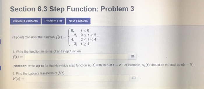 Solved Section 6.3 Step Function: Problem 3 Previous Problem | Chegg.com