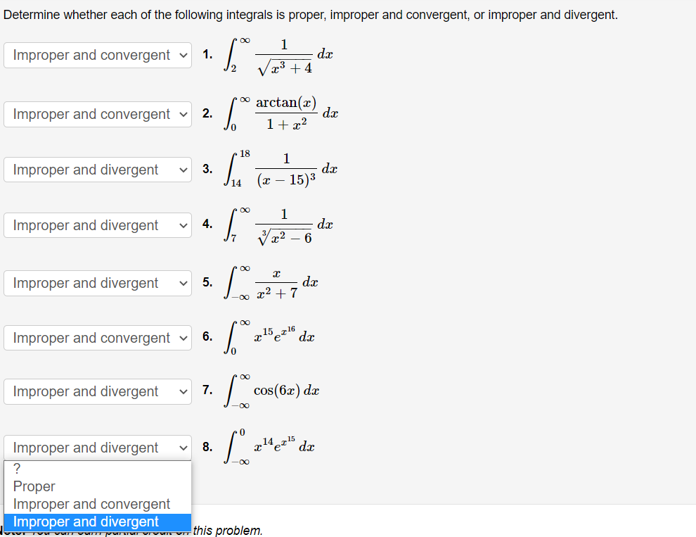 Solved Determine whether each of the following integrals is | Chegg.com