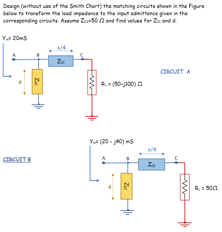 Solved Design (without use of the Smith Chart) the matching | Chegg.com
