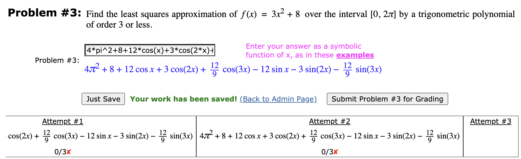 Solved Problem 3 Find The Least Squares Approximation Of 4640