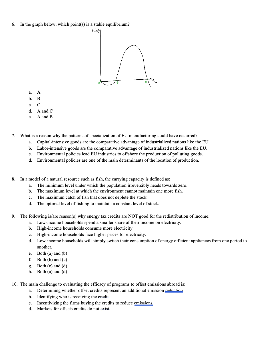 Solved In the graph below, which point(s) ﻿is a stable | Chegg.com