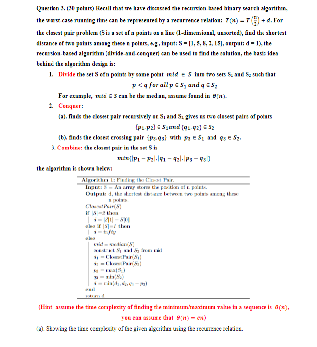 Solved Question 3. ( 30 points) Recall that we have | Chegg.com